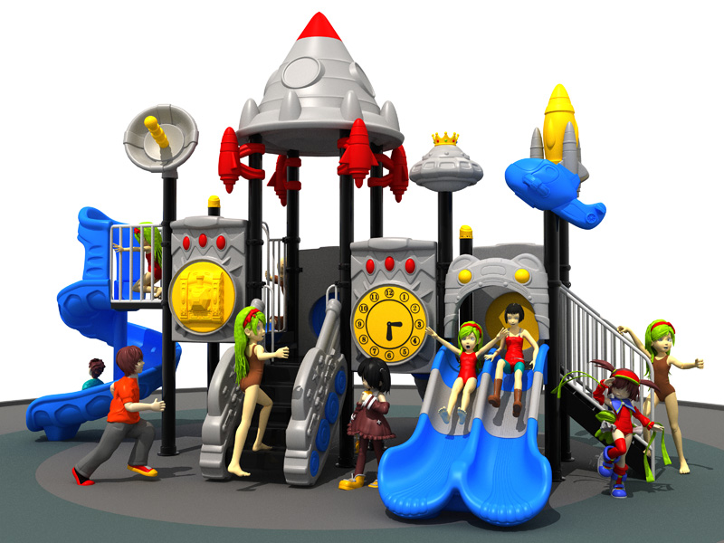 Space-Themed Playground Set with Rocket Slide and Interactive Features ...